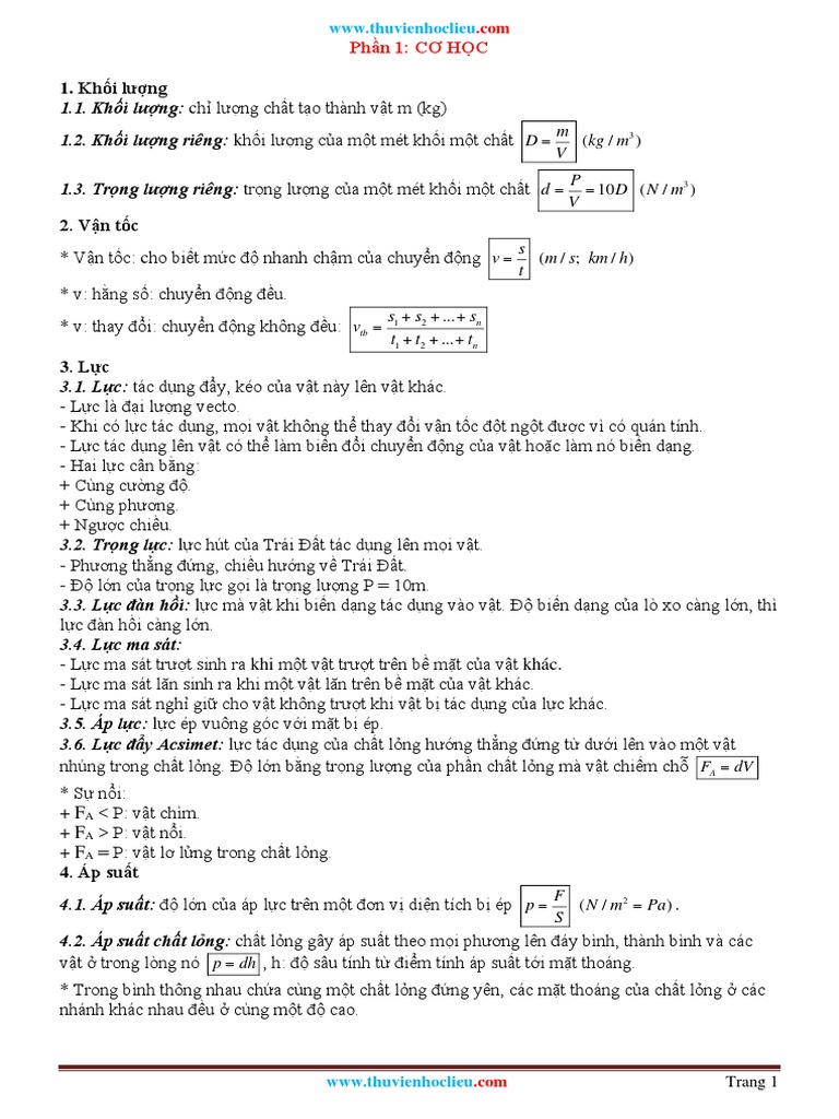 KIẾN THỨC CƠ BẢN VẬT LÝ THCS | PDF