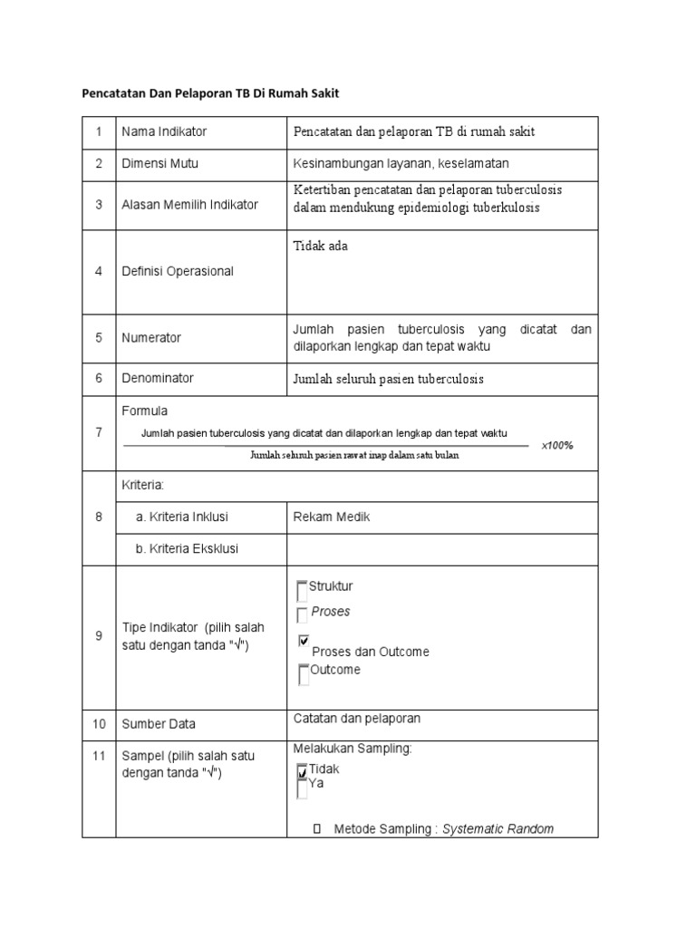 Pencatatan Dan Pelaporan TB Di Rumah Sakit | PDF