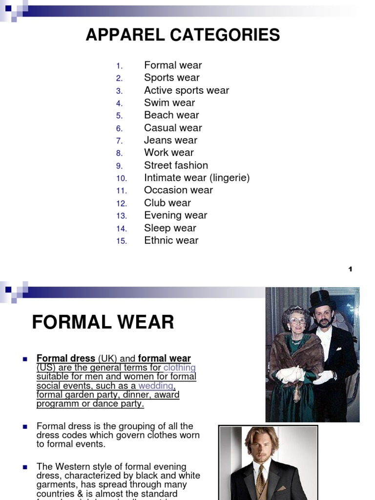 An Insightful Exploration of Apparel Categories and Styles | PDF ...