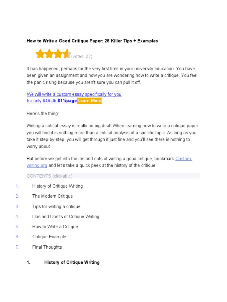 Tips On Writing Critique Paper | PDF | Essays | Aesthetics