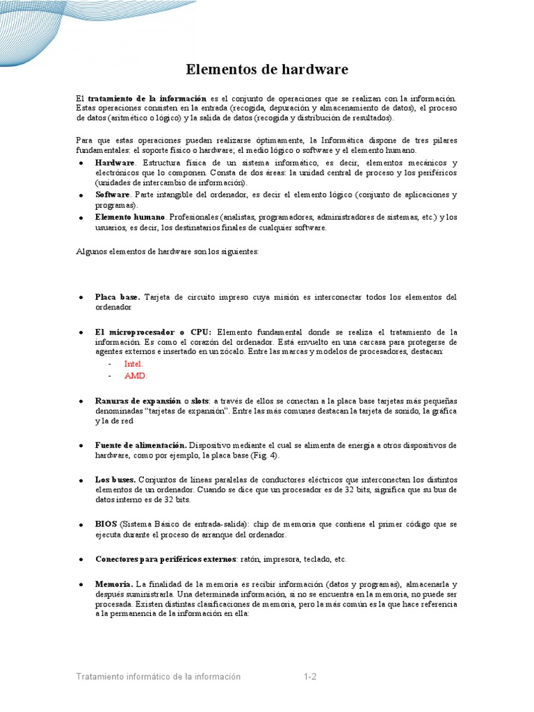 UD 02 Elementos de Hardware | PDF | Hardware de la computadora | Almacenamiento de datos de la ...