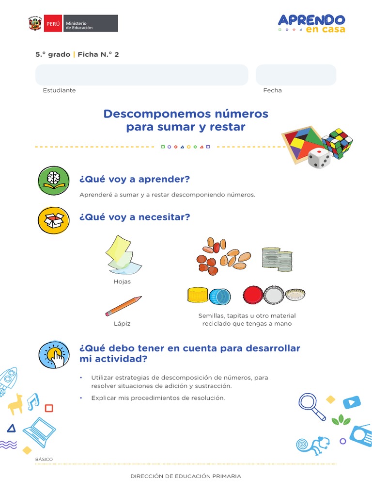 Descomposición de Números en Sumas y Restas | PDF | Aprendizaje | Cognición