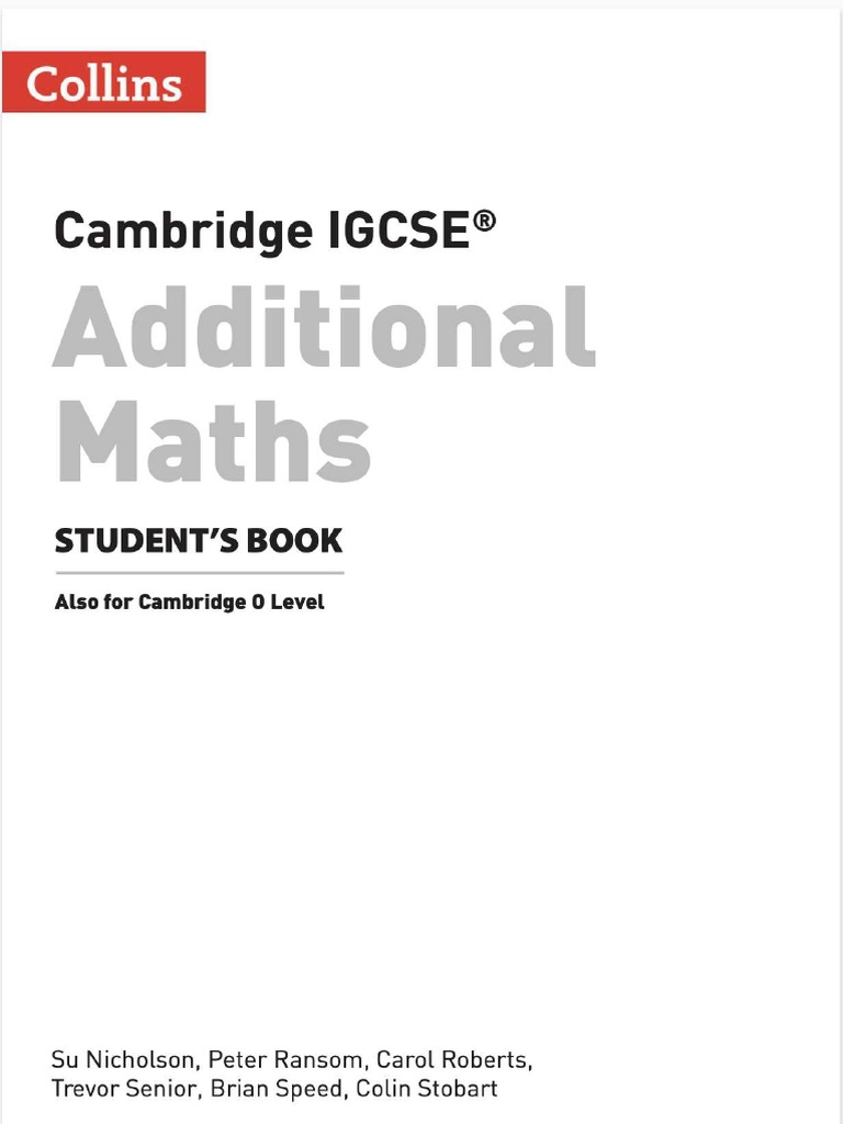 Cambridge IGCSE® Additional Maths Student Book (Cambridge International ...
