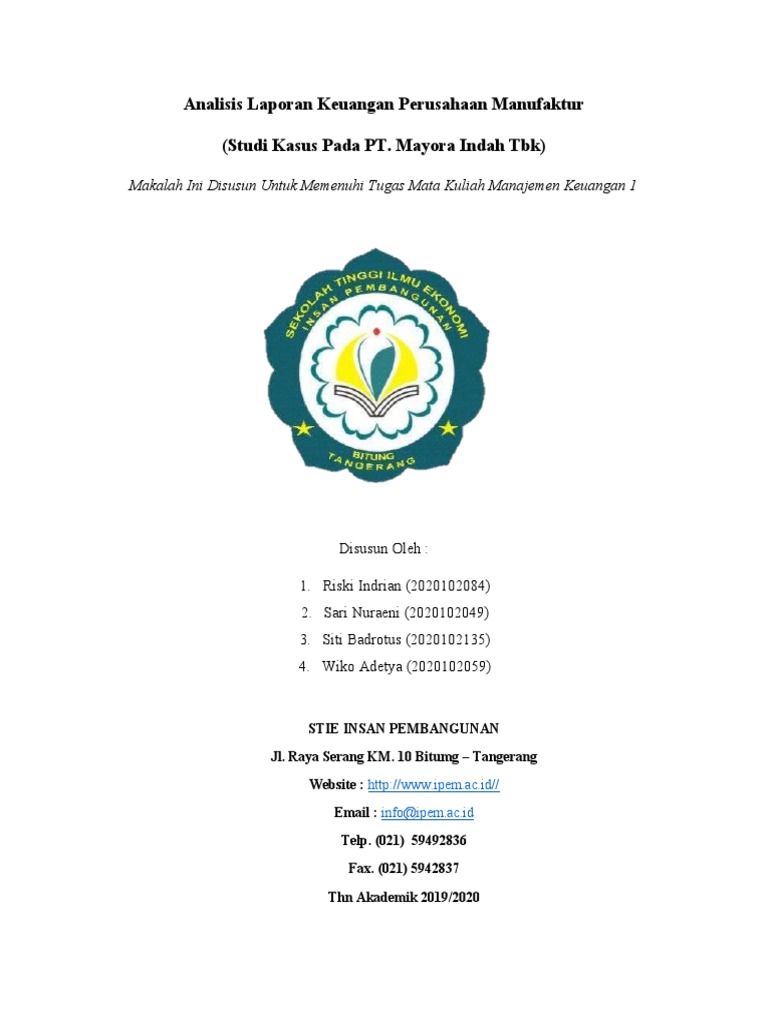 Analisis Laporan Keuangan PT. Mayora Indah TBK | PDF Analisis Laporan Keuangan PT. Mayora Indah TBK | PDF