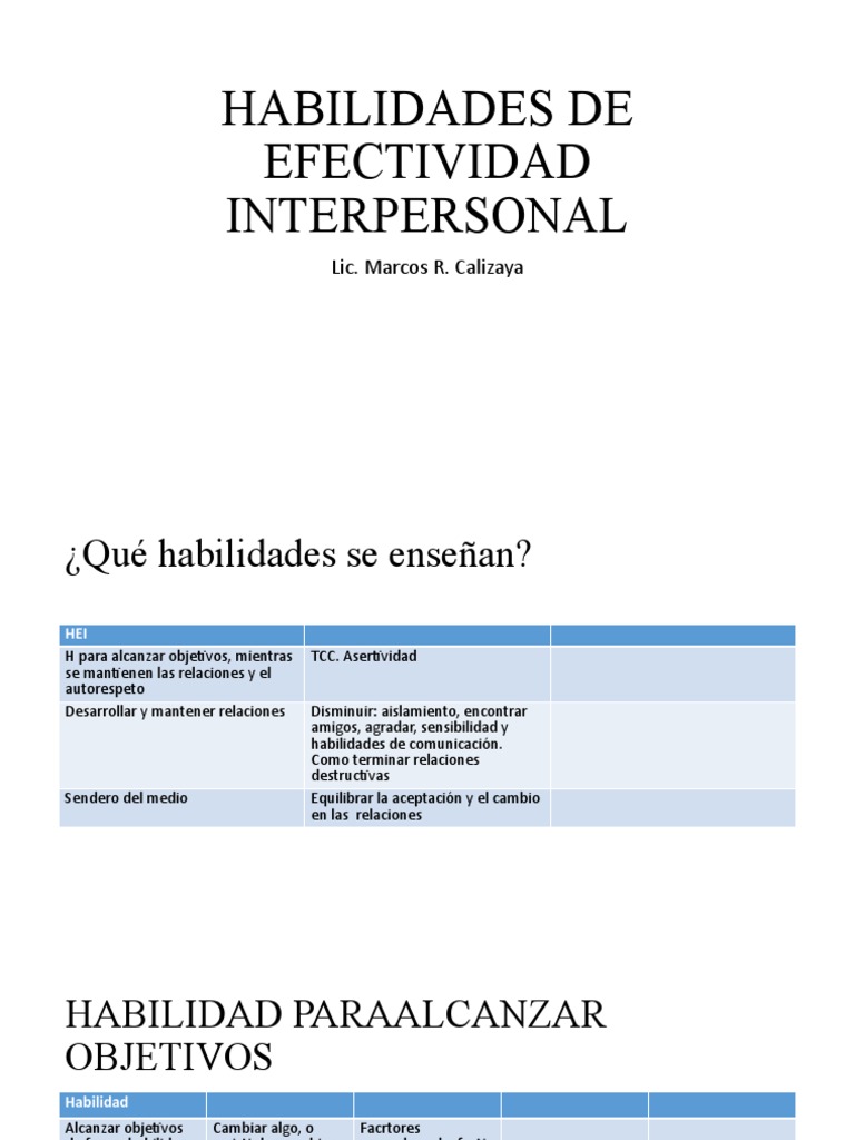 Habilidades de Efectividad Interpersonal | PDF