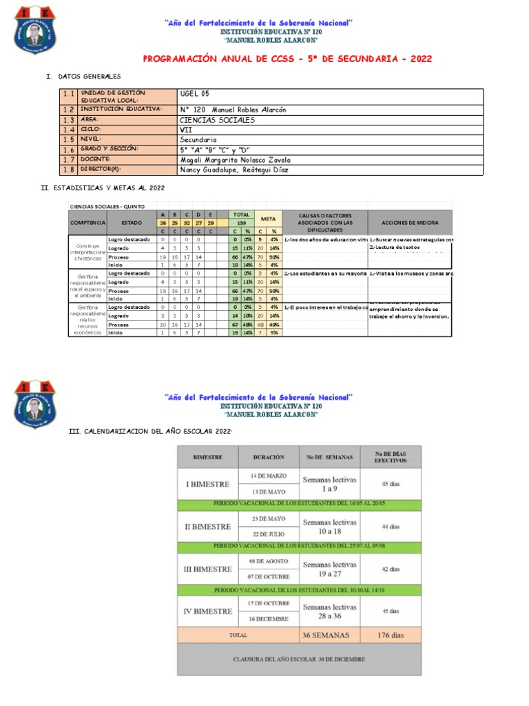 CCSS 5to Programacion Anual Cs Soc | PDF | Aprendizaje | Método de enseñanza