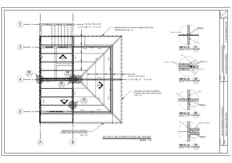 Plano De Estructura De Techo Planta Estructural De Techos