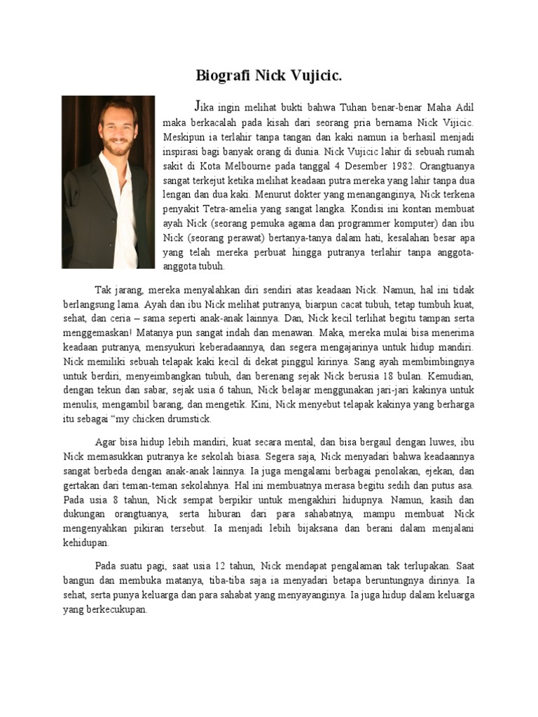 Biografi Nick Vujicic | PDF