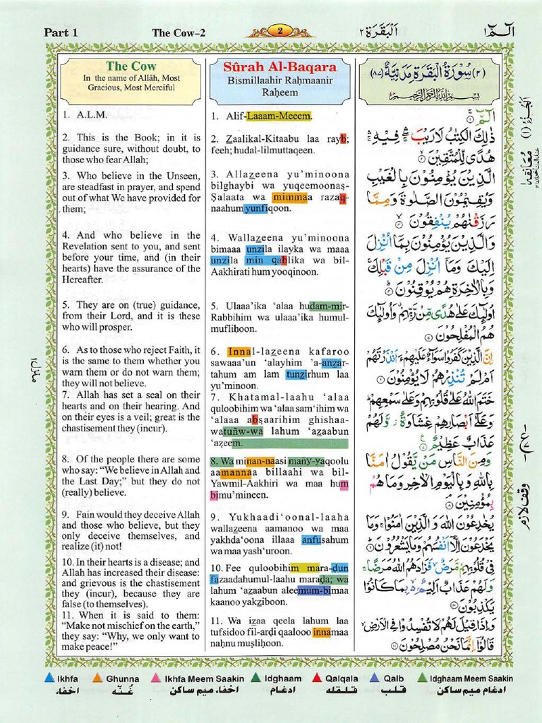 Quran Color Transliteration Translation Tajwid Surah 2 Al Baqarah PDF | PDF