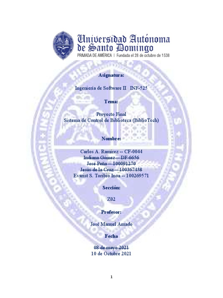 V2.0 Proyecto Final - Sistema de Control de Biblioteca | PDF | Software | Usuario (informática)