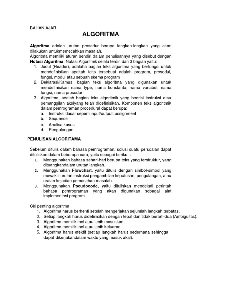 Algoritma dan Flowchart Dasar | PDF | Metode & Bahan Ajar