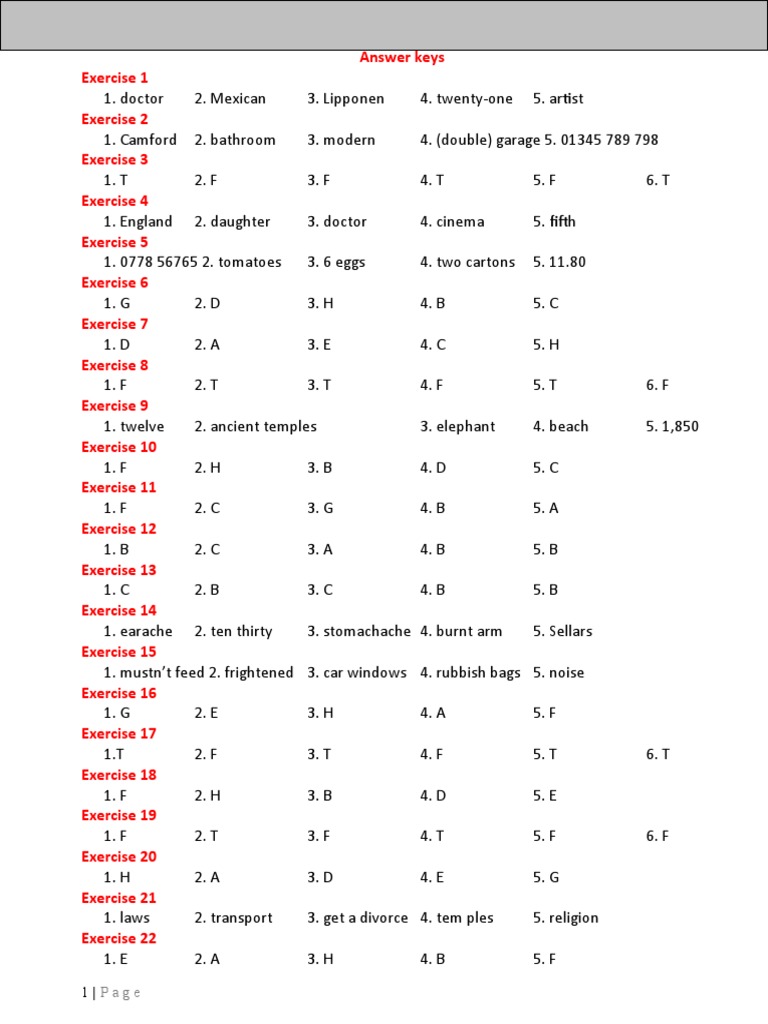 Book 1 (Answer Key) | PDF