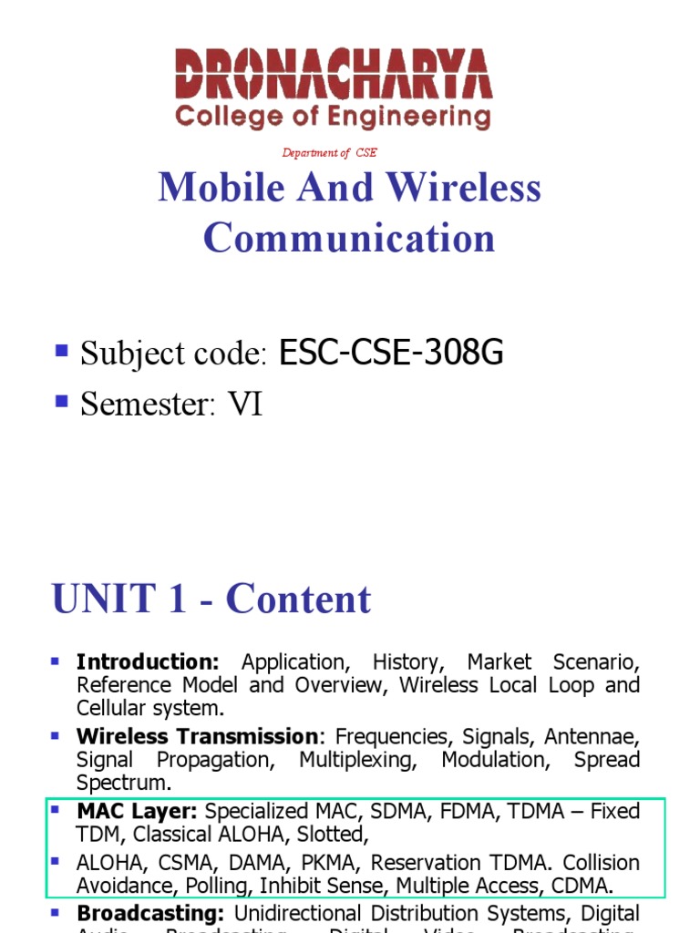 Unit 1 - Part2 - Multiple Access | PDF | Channel Access Method | Telecommunications Engineering
