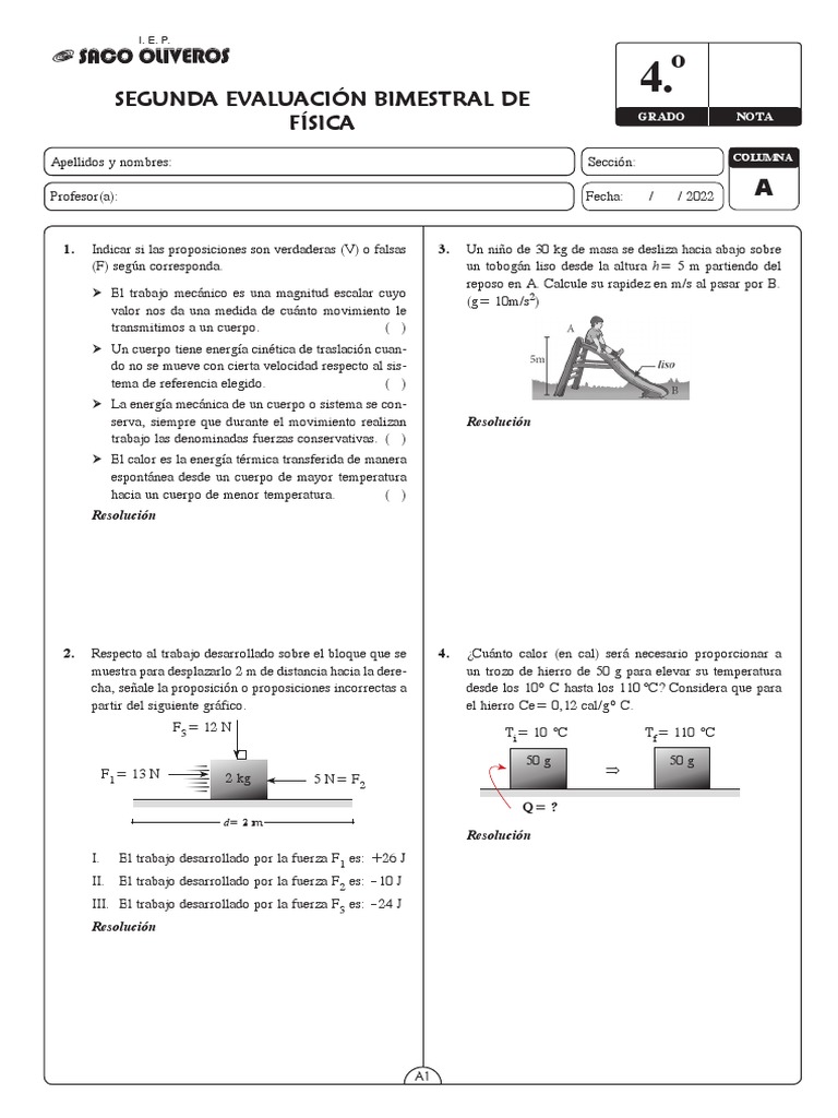6 Fis 4 II Eval-Bim-22 1 | PDF