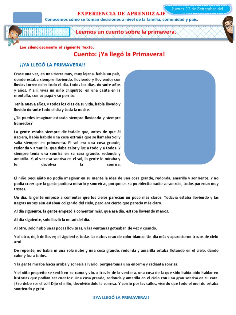 LEEMOS JUNTOS Leemos Un Cuento Sobre La Primavera. | PDF