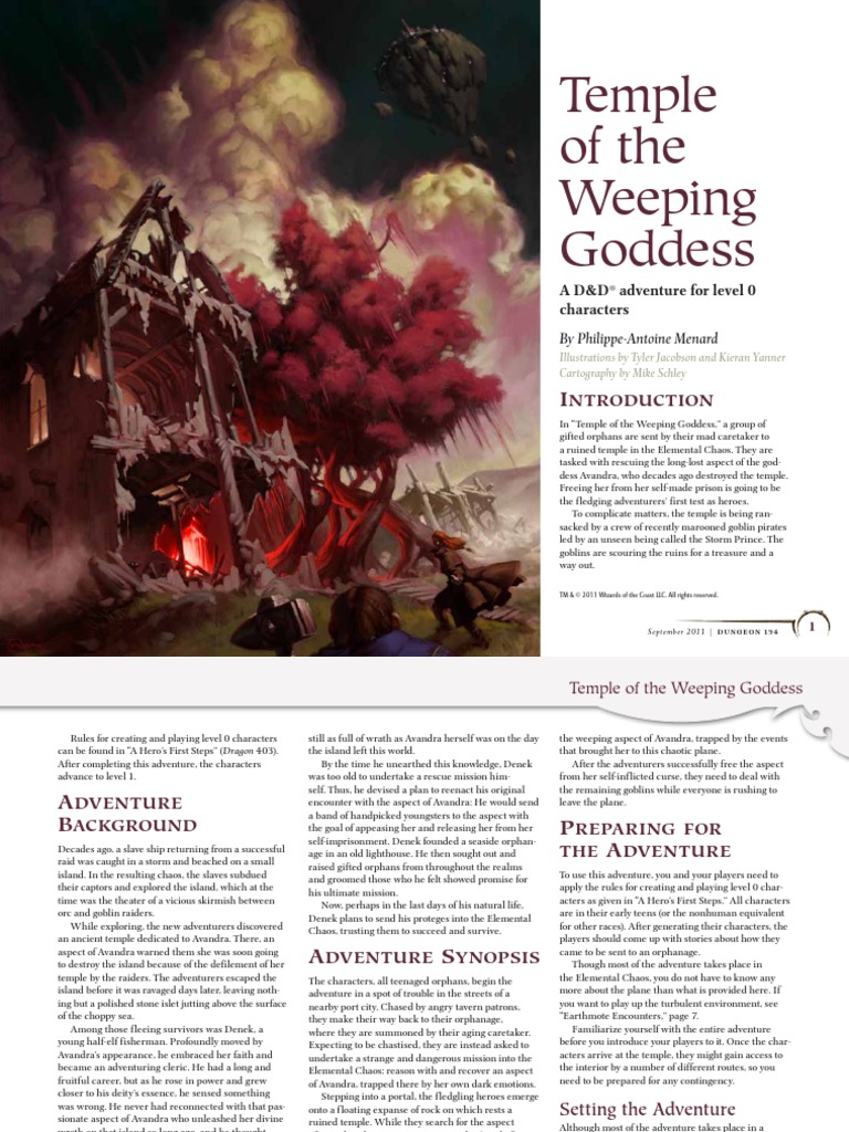 D&D Adventure - Temple of The Weeping Goddess | PDF