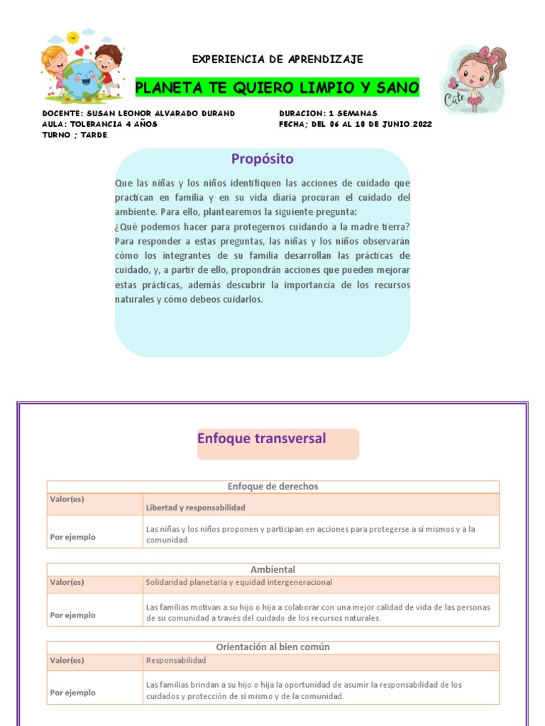 Experiencia de Aprendizaje Del 06 de Junio Al 17 de Junio 2022 | Descargar gratis PDF ...
