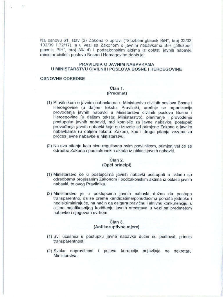 3.pravilnik o Javnim Nabavkama | PDF