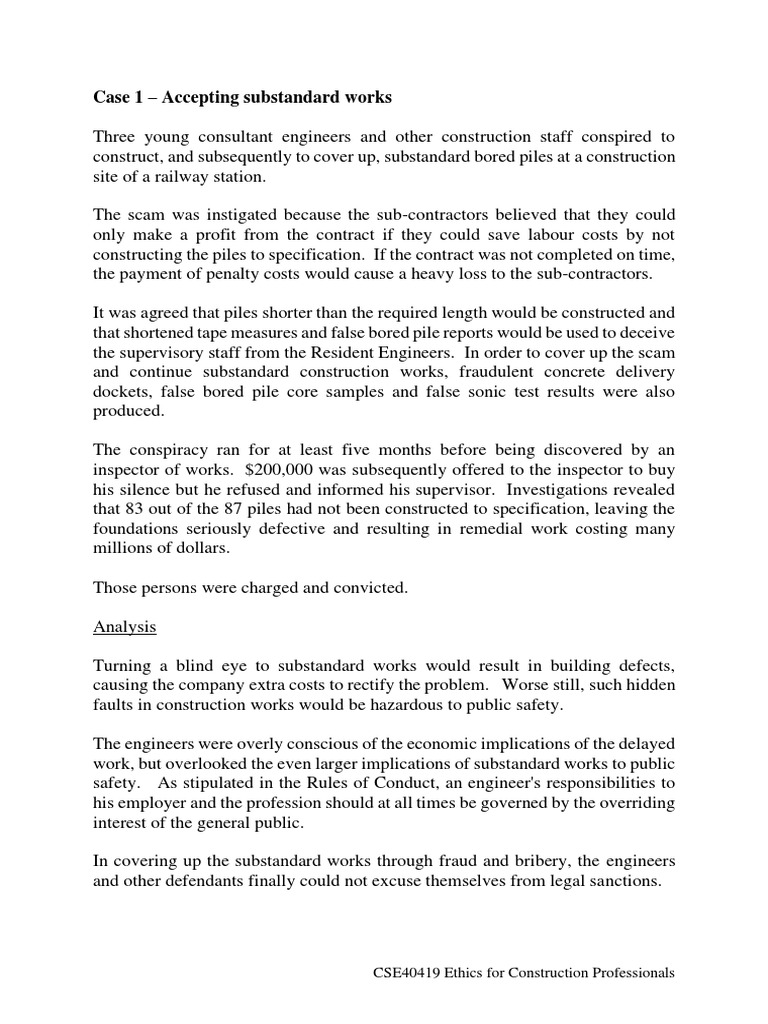 CSE40419 - Ethics (Cases) | PDF | Engineer | Confidentiality