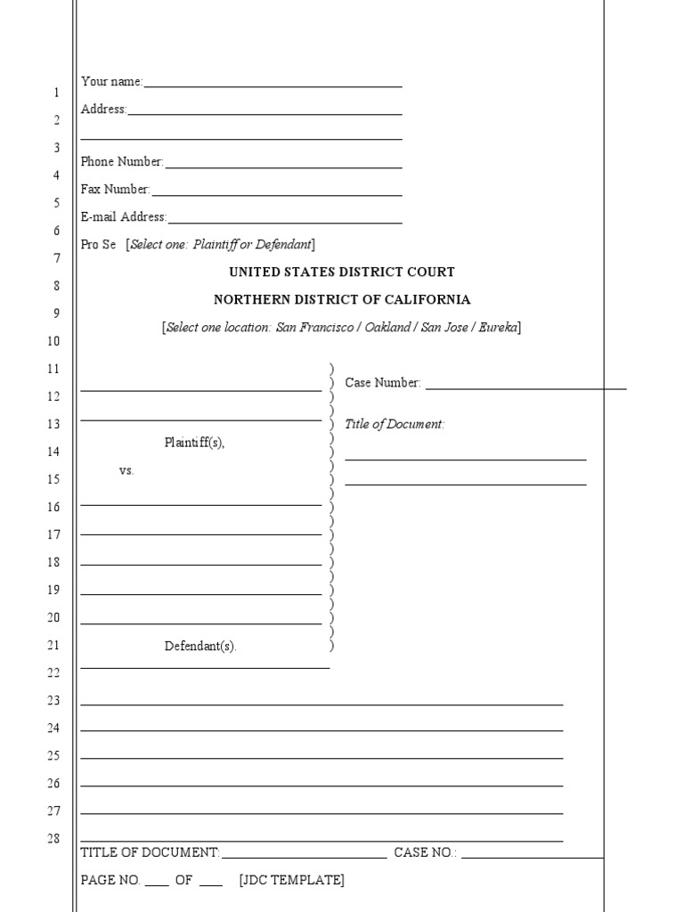 Pro Se Plaintiff/Defendant Civil Cover Sheet | PDF