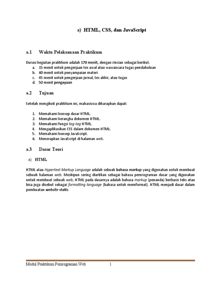 Bab 3 HTML, CSS, Dan Javascript | PDF Bab 3 HTML, CSS, Dan Javascript | PDF