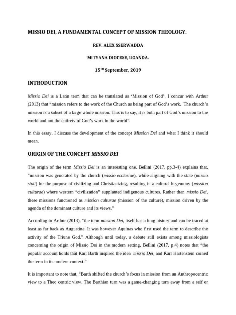 Missio Dei A Fundamental Concept of Miss | PDF | Trinity | Christian Mission