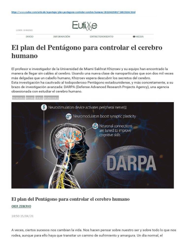 El Plan Del Pentágono para Controlar El Cerebro Humano | PDF | Cerebro | Darpa