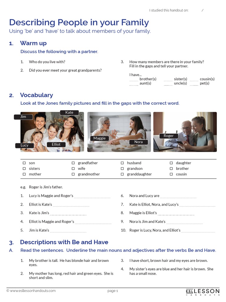 Describing People in Your Family | PDF | Verb | Adjective