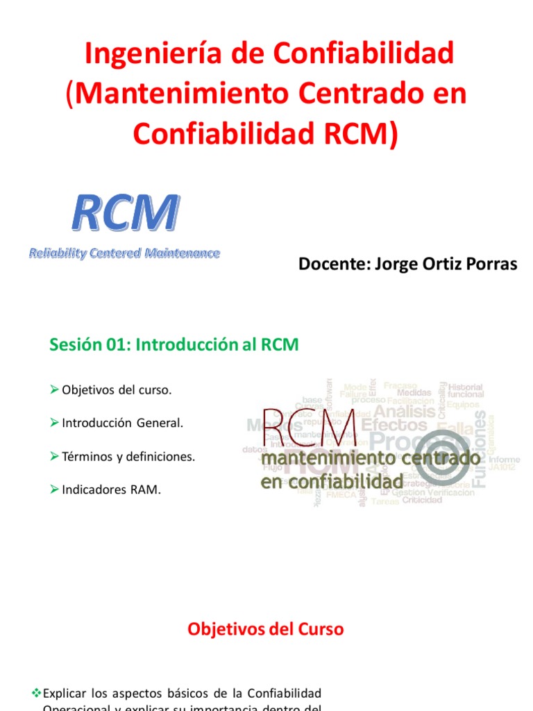 Sesión 01 Introducción Al RCM | PDF | Ingeniería de confiabilidad | Planificación
