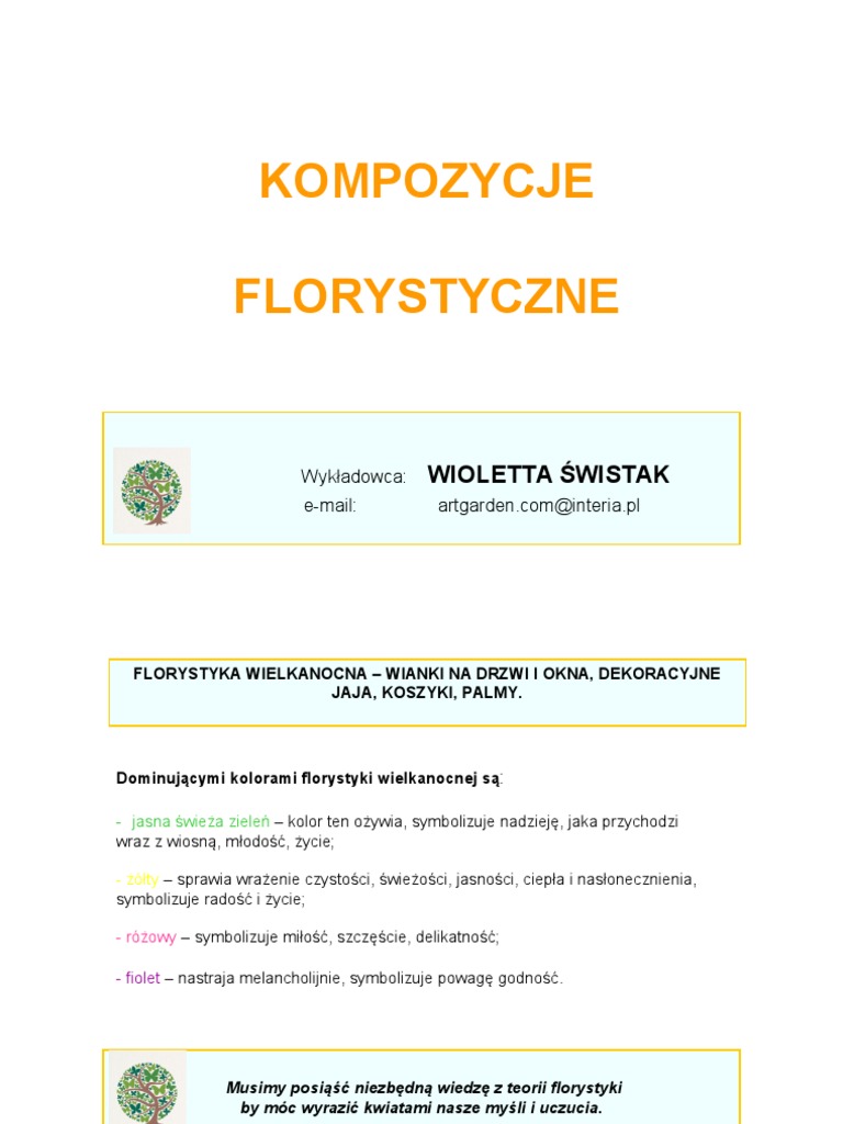 Florystyka - Wielkanocna - Symbolika, Przykłady Komp, Rośliny Wykorzystywane | PDF
