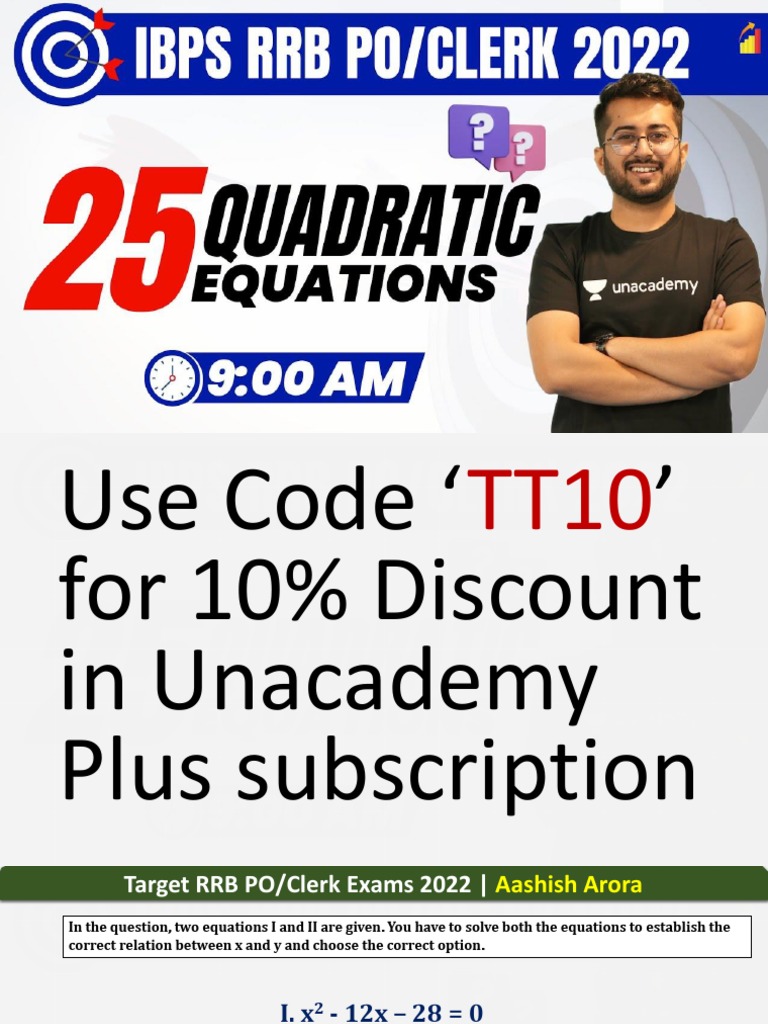 Quadratic Equations PDF by Aashish Arora | PDF | Mathematics | Equations