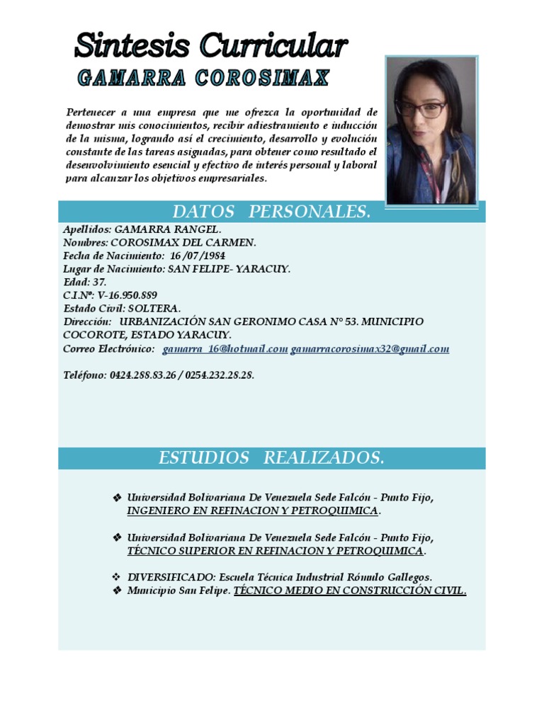 Sintesis Curricular Gamarra | PDF
