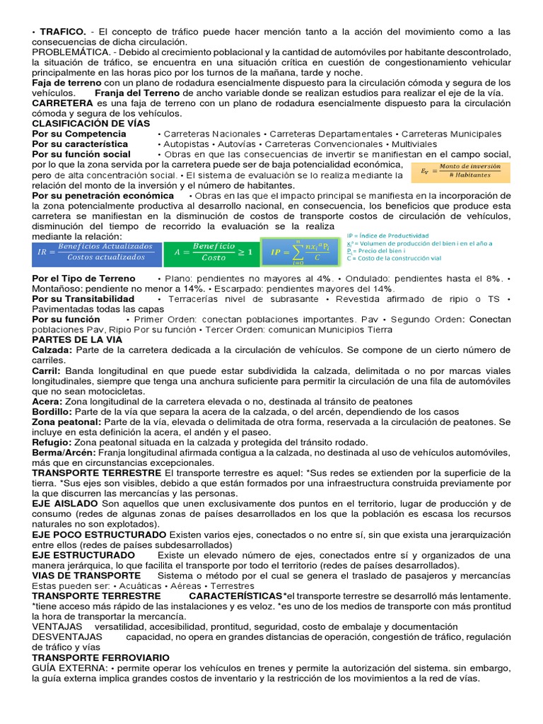 Problemas y Clasificación del Tráfico Terrestre | PDF | Transporte | La ...