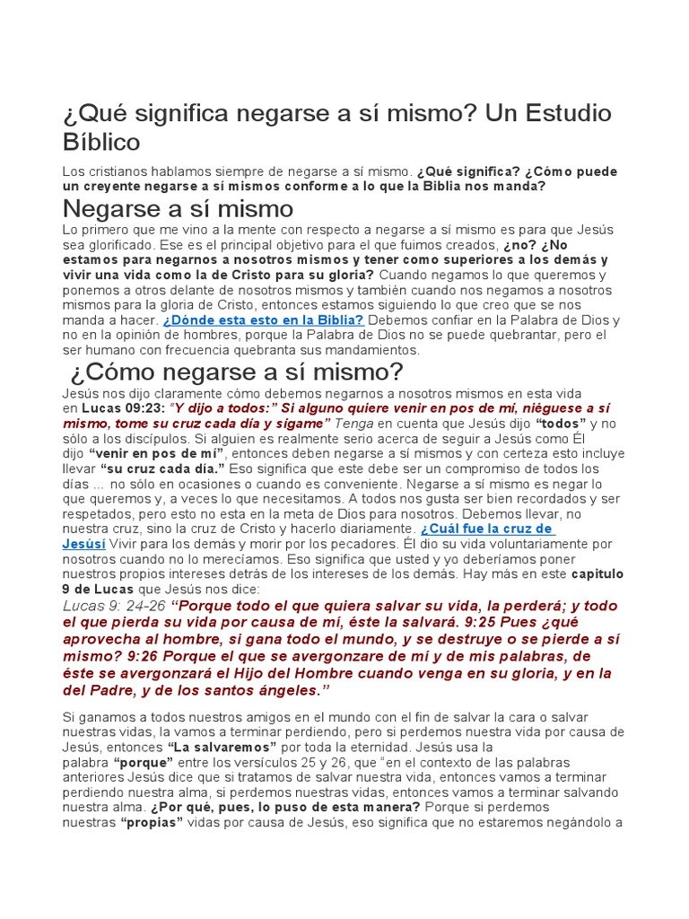 Qué Significa Negarse A Sí Mismo | PDF | Pecado | Jesús
