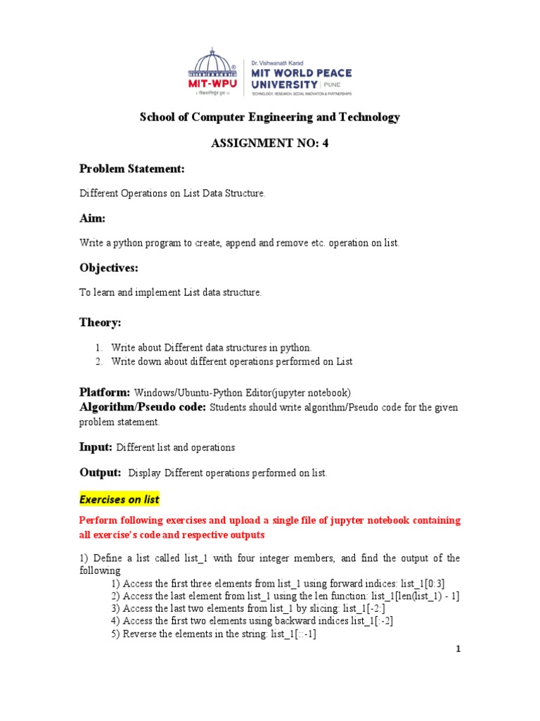 Python Program Lab Assignmnet 04 | PDF | Computer Program | Programming