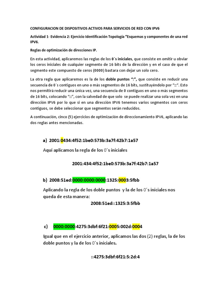 Actividad 1 Evidencia 2 Ipv6 | PDF