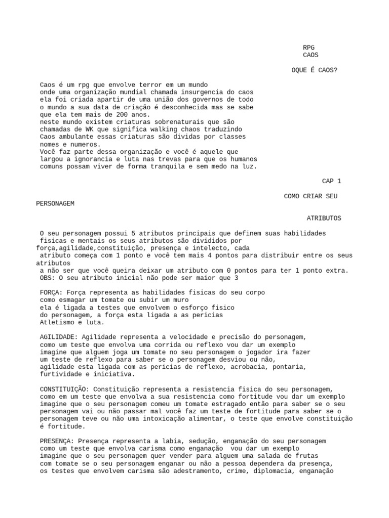 Caos | PDF | Jogos de RPG