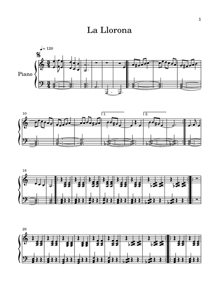 La Llorona - Piano | PDF