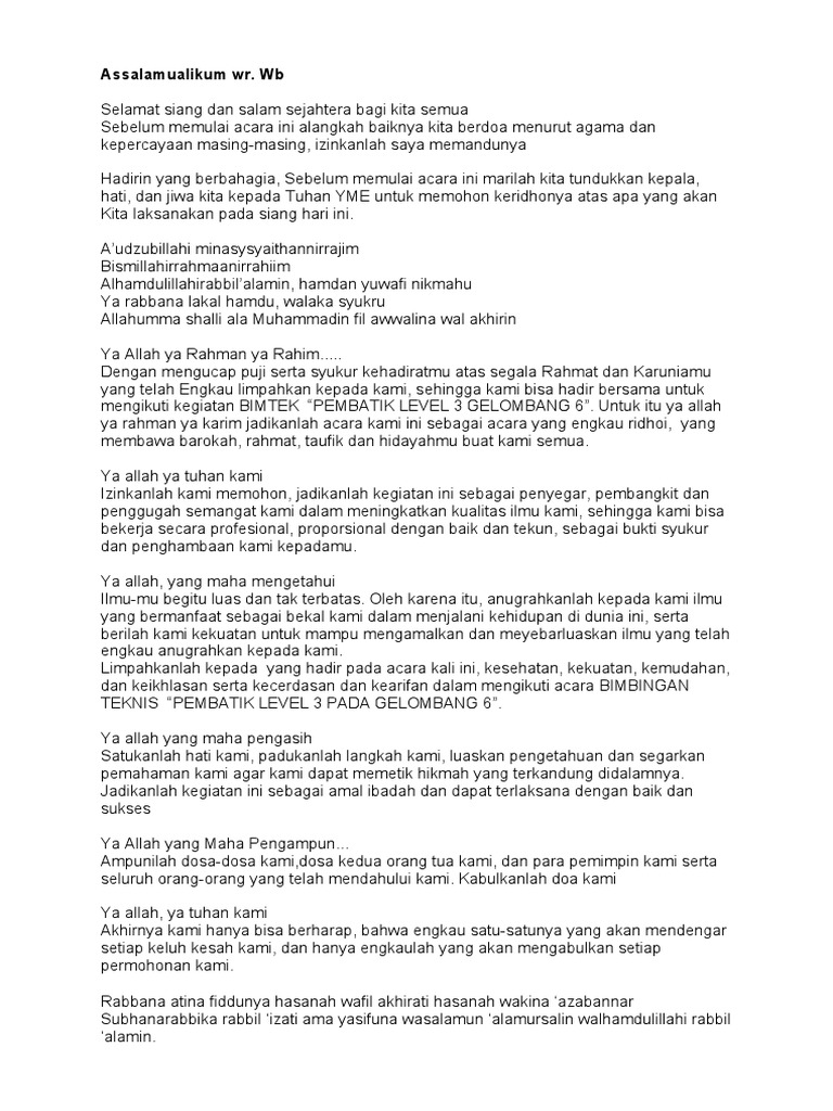 Doa Pembukaan Workshop | PDF