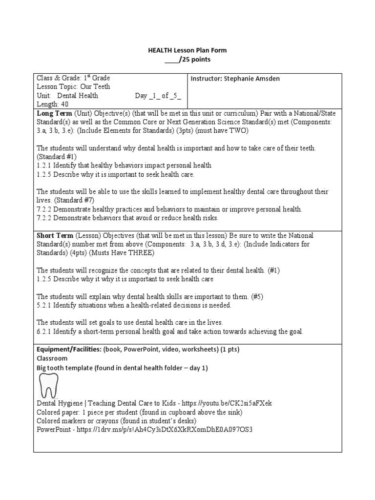 Health Unit LP - Days 1-5 | PDF | Oral Hygiene | Curriculum