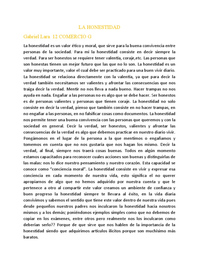 La Importancia de la Honestidad | PDF | Estilo de vida