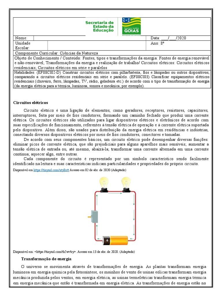 8º Ano Cien Iv | PDF | Rede elétrica | Eletricidade