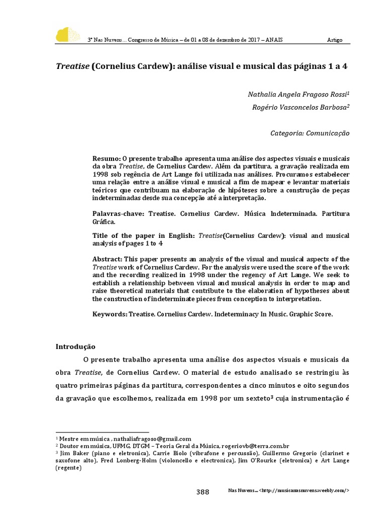 2017 20 Treatise Cornelius Cardew Analise Visual e Musical Das Paginas ...