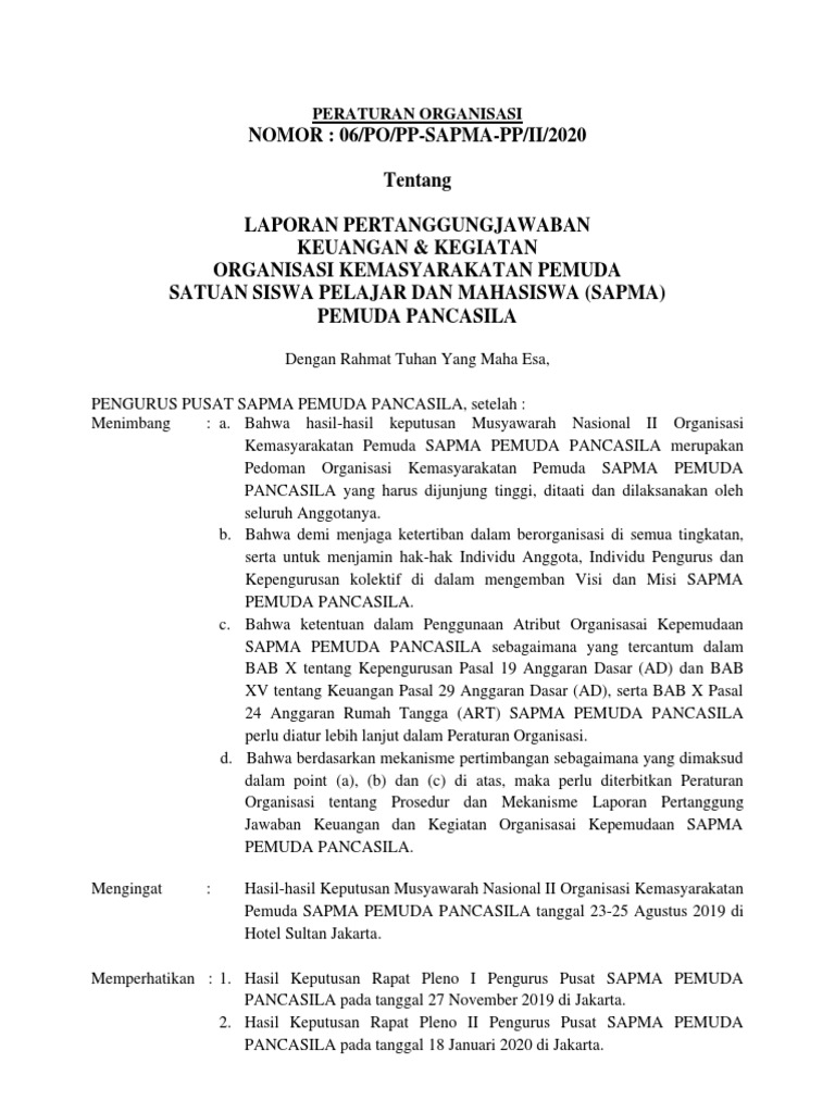 Laporan Pertanggungjawaban SAPMA Pancasila | PDF