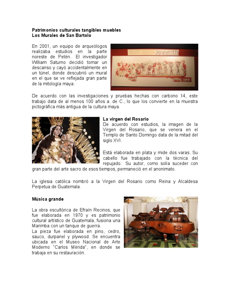 Patrimonios Culturales Tangibles Muebles | PDF | Guatemala ...