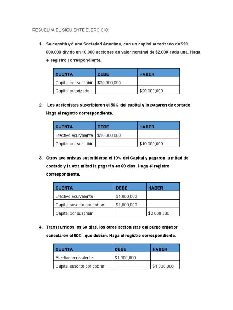 Registro Contable de Capital Social SA | PDF