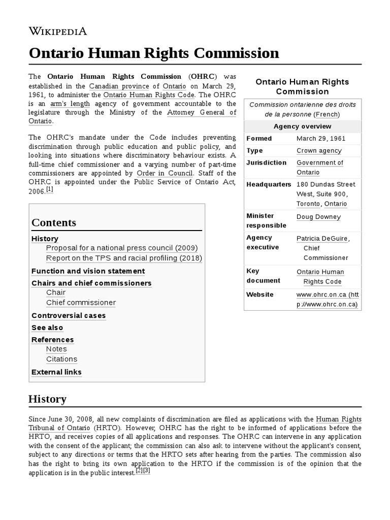 Ontario Human Rights Commission | PDF | Applied Ethics | Government