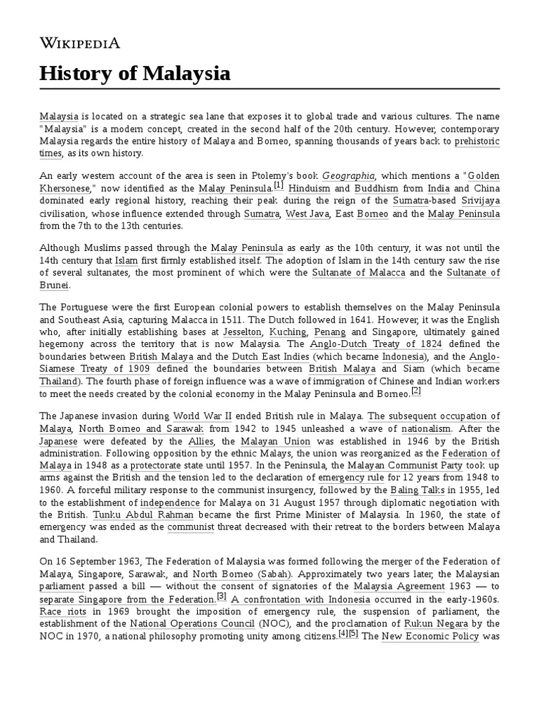 History of Malaysia | PDF | Malaysia | Southeast Asia