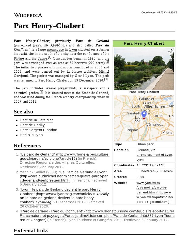 Parc Henry Chabert | PDF | Lyon | Parks