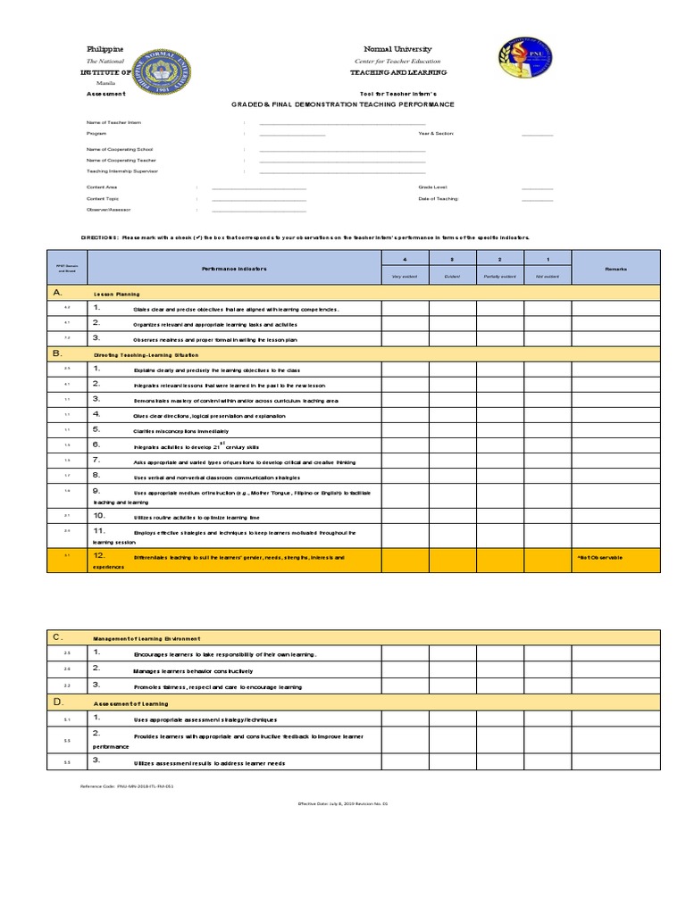 Edited Assessment Tool Graded Demo Teaching 13 04 21 Pdf